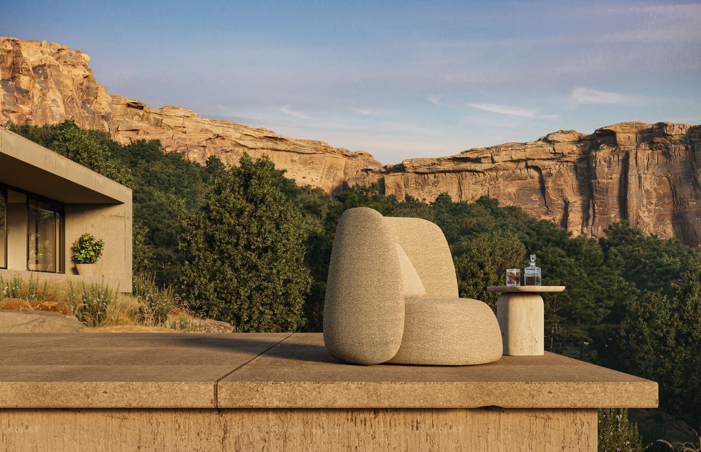 Akula Beige Lounge Chair and Side Table - Akula Living