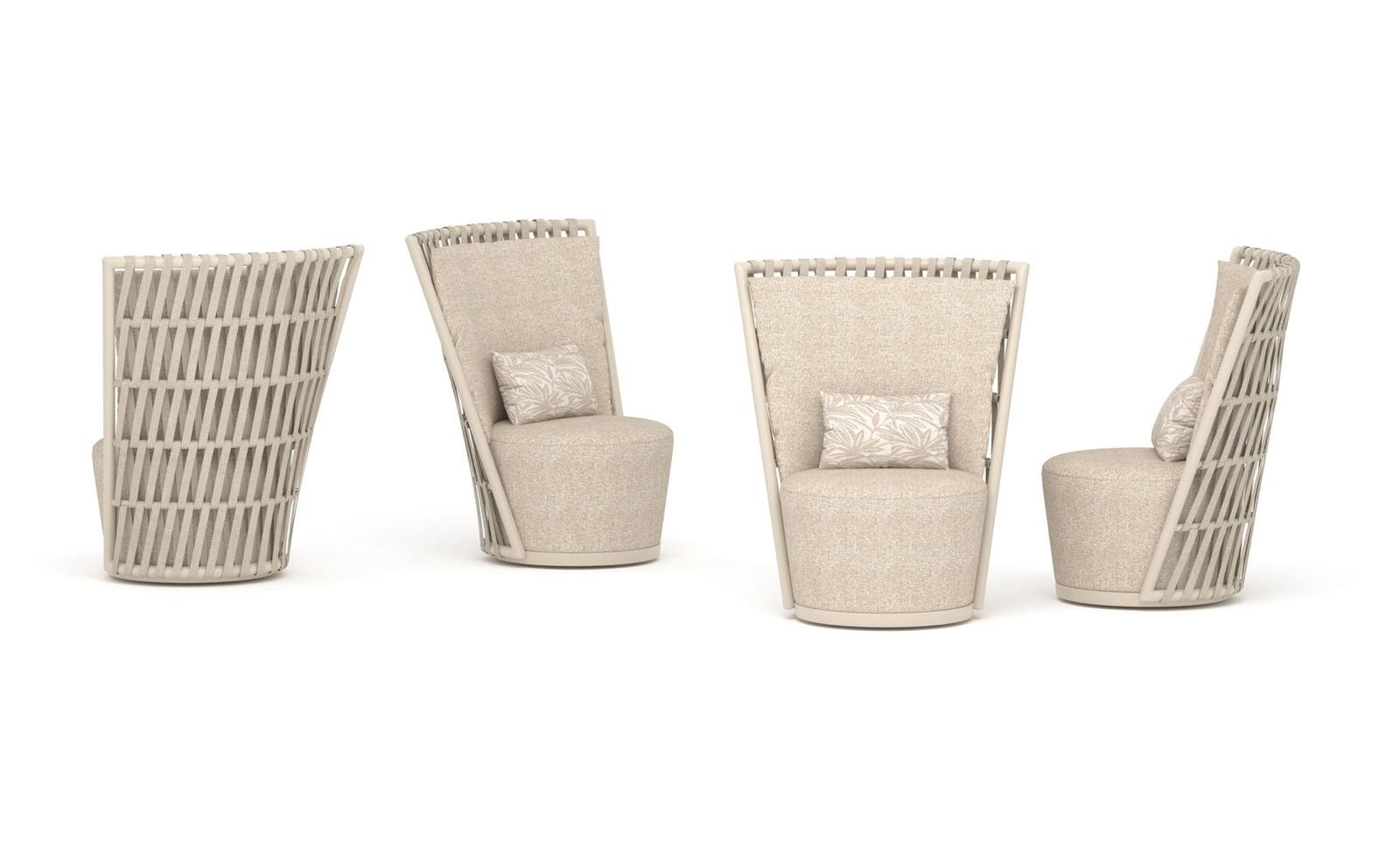 Custom High Back Lounge Chair with Beige Rope, and Beige Cushions, with ...